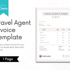 Travel Agent Invoice Template - Etsy