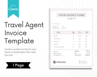 Travel Agent Invoice Template - Etsy