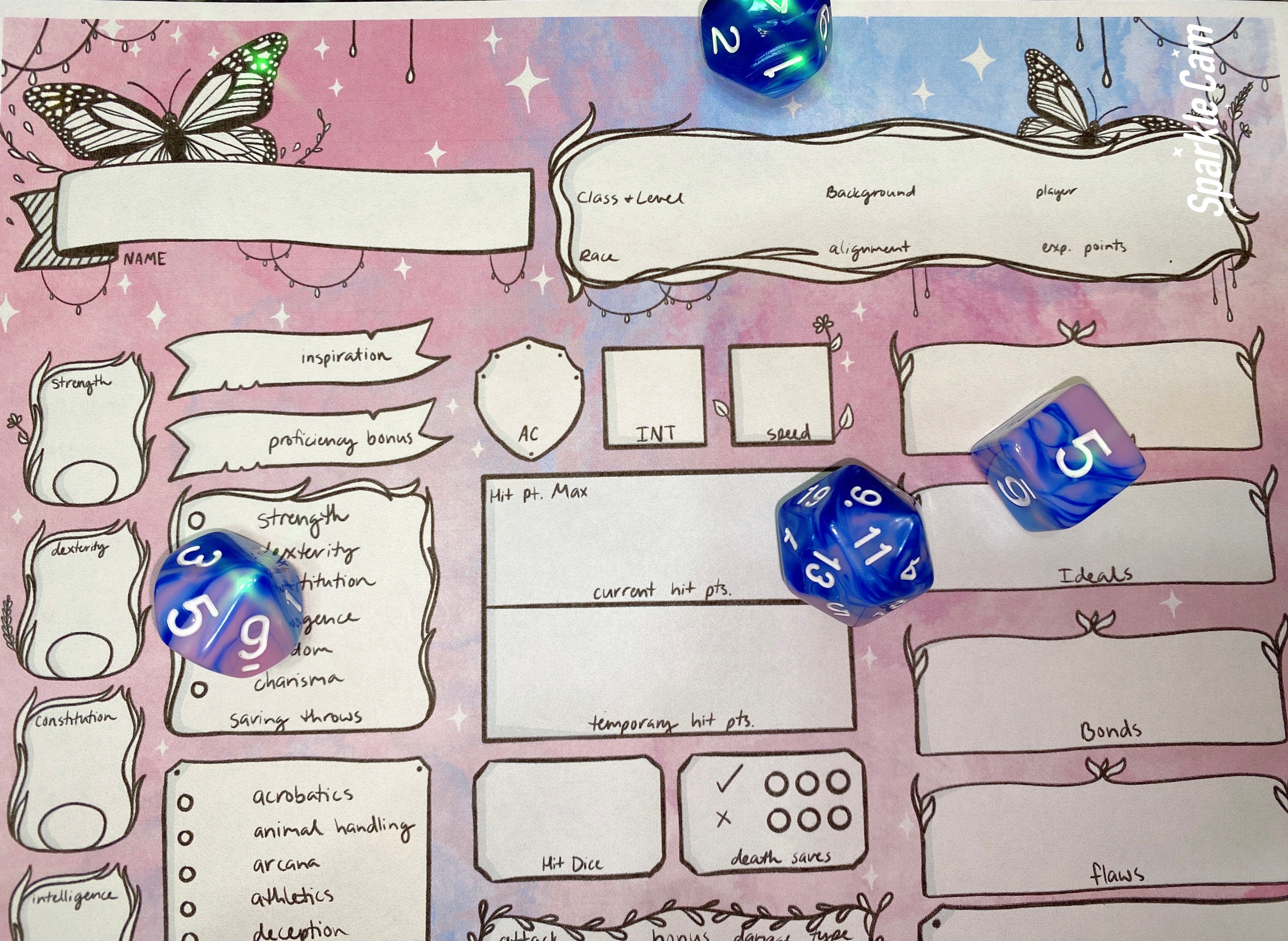 DND Character Sheets butterflies - Etsy
