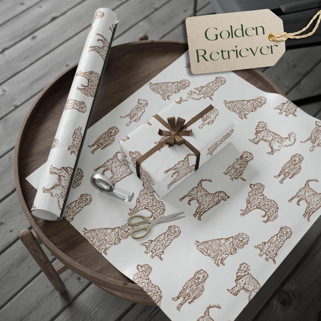 Golden Retriever Wrapping Paper Pet Christmas Wrapping Roll Dog Gift ...
