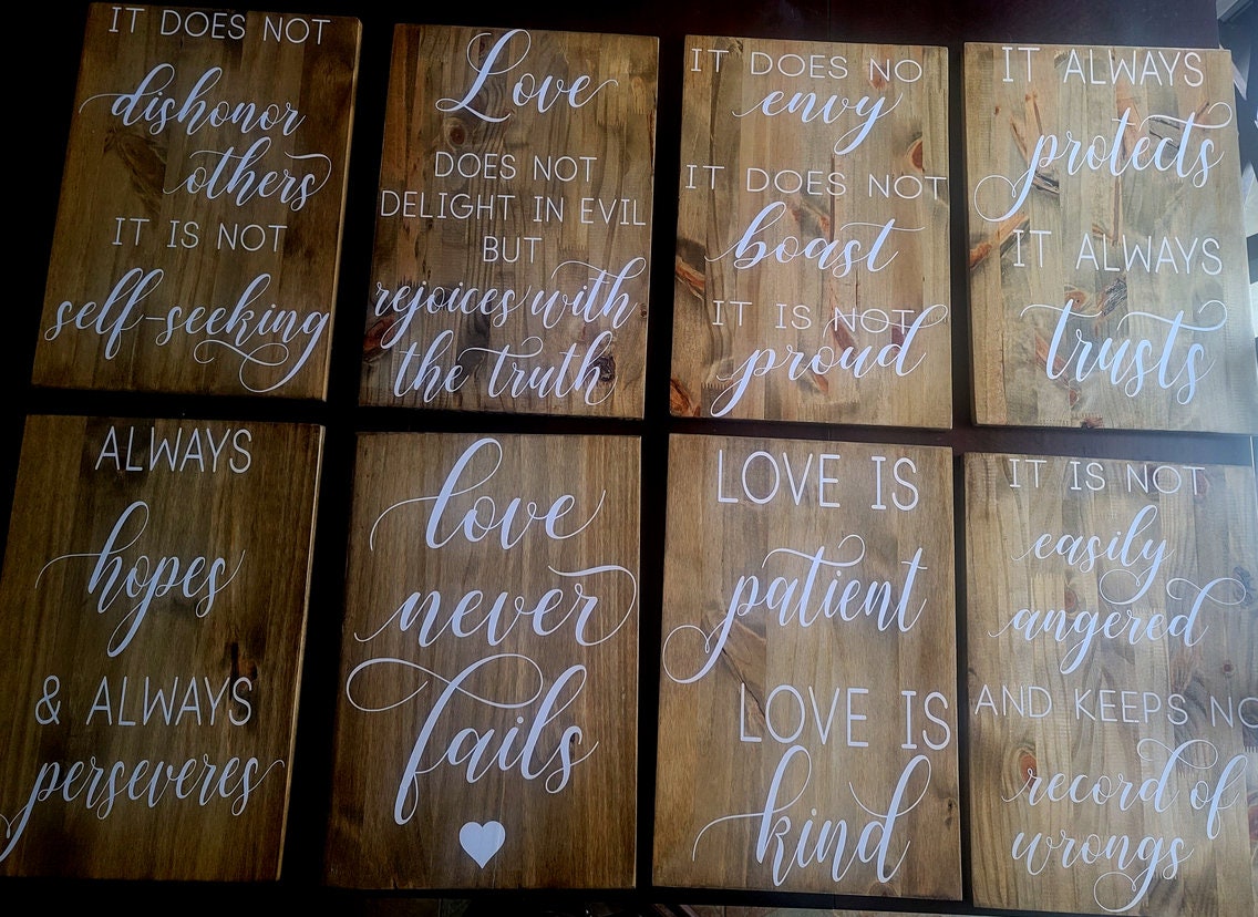 Set of 8 Wedding Aisle Signs Wedding Aisle Décor Love is Patient, Love ...
