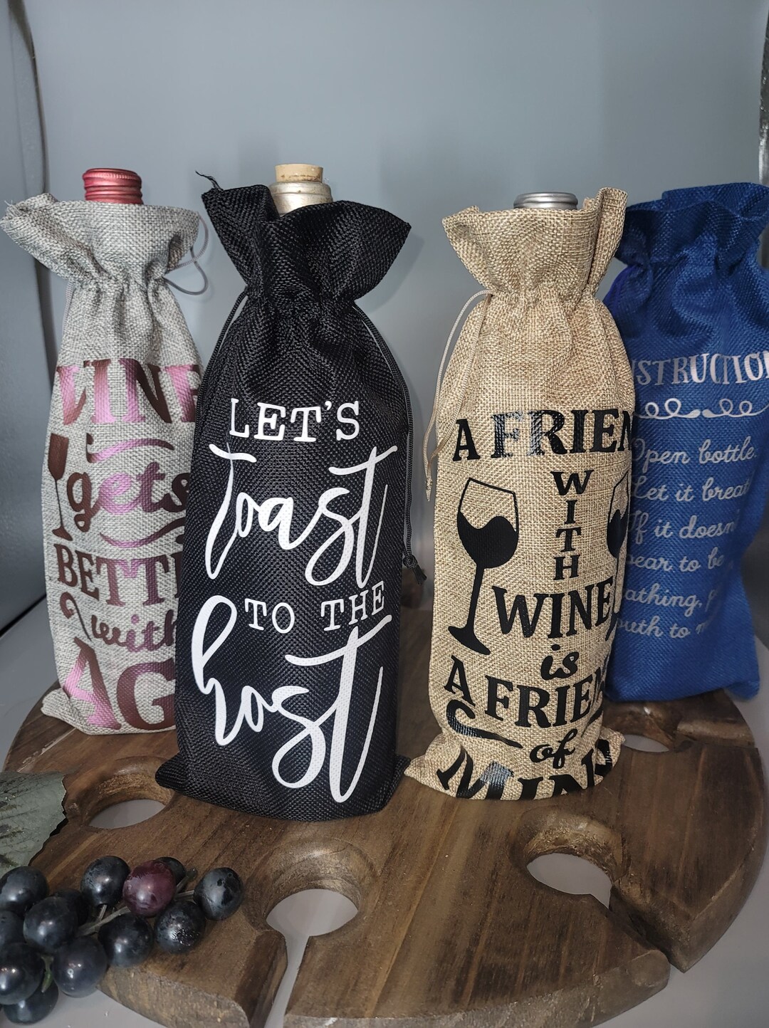Custom Wine Bag Holder, Custom Tote Bag for Bottle, Gift for Couples ...