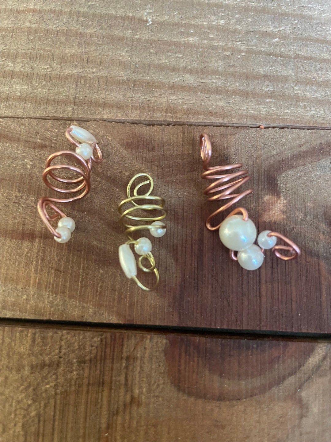 Rose Gold and Pearl Handmade Loc Jewelry Set - Etsy