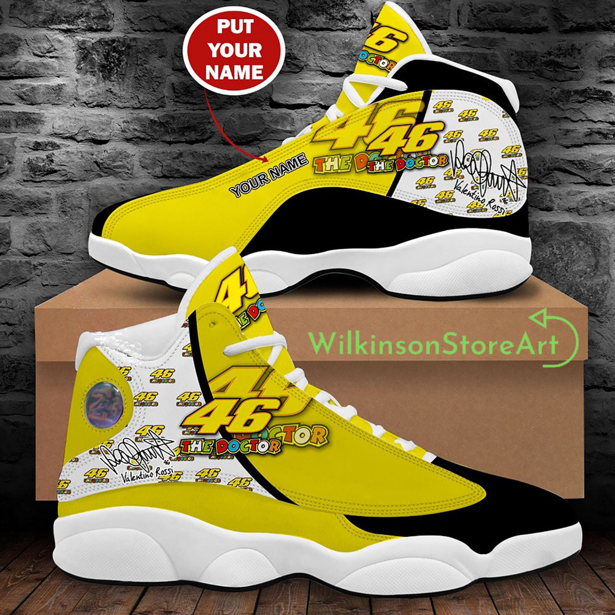 Valentino Rossi Jordan 13 sport shoe 2021 custom name on | Etsy