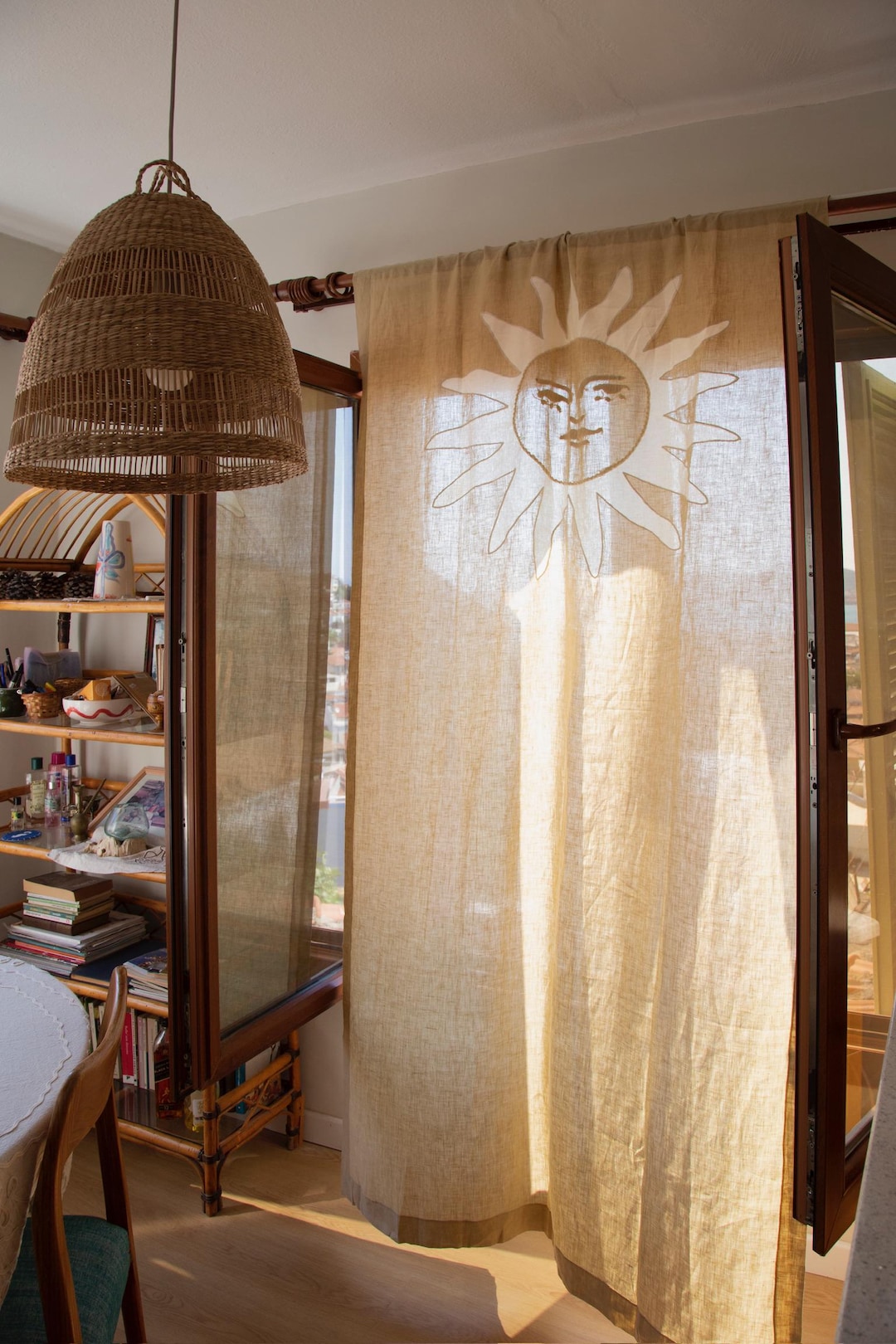 SUN KISSED Linen Curtain, Custom Size Designer Curtain, Hand Embroidery ...