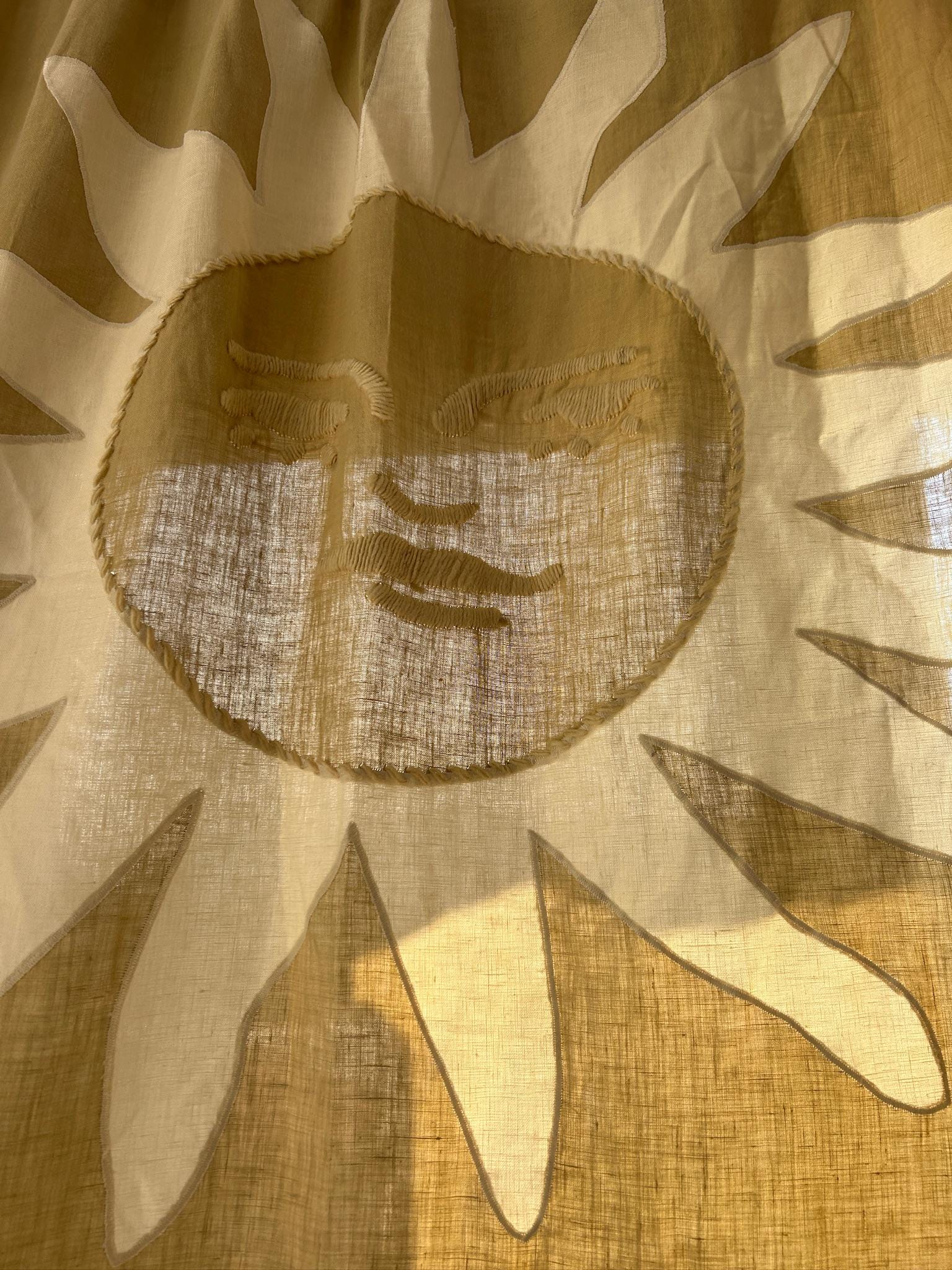 SUN KISSED Linen Curtain, Custom Size Designer Curtain, Hand Embroidery ...