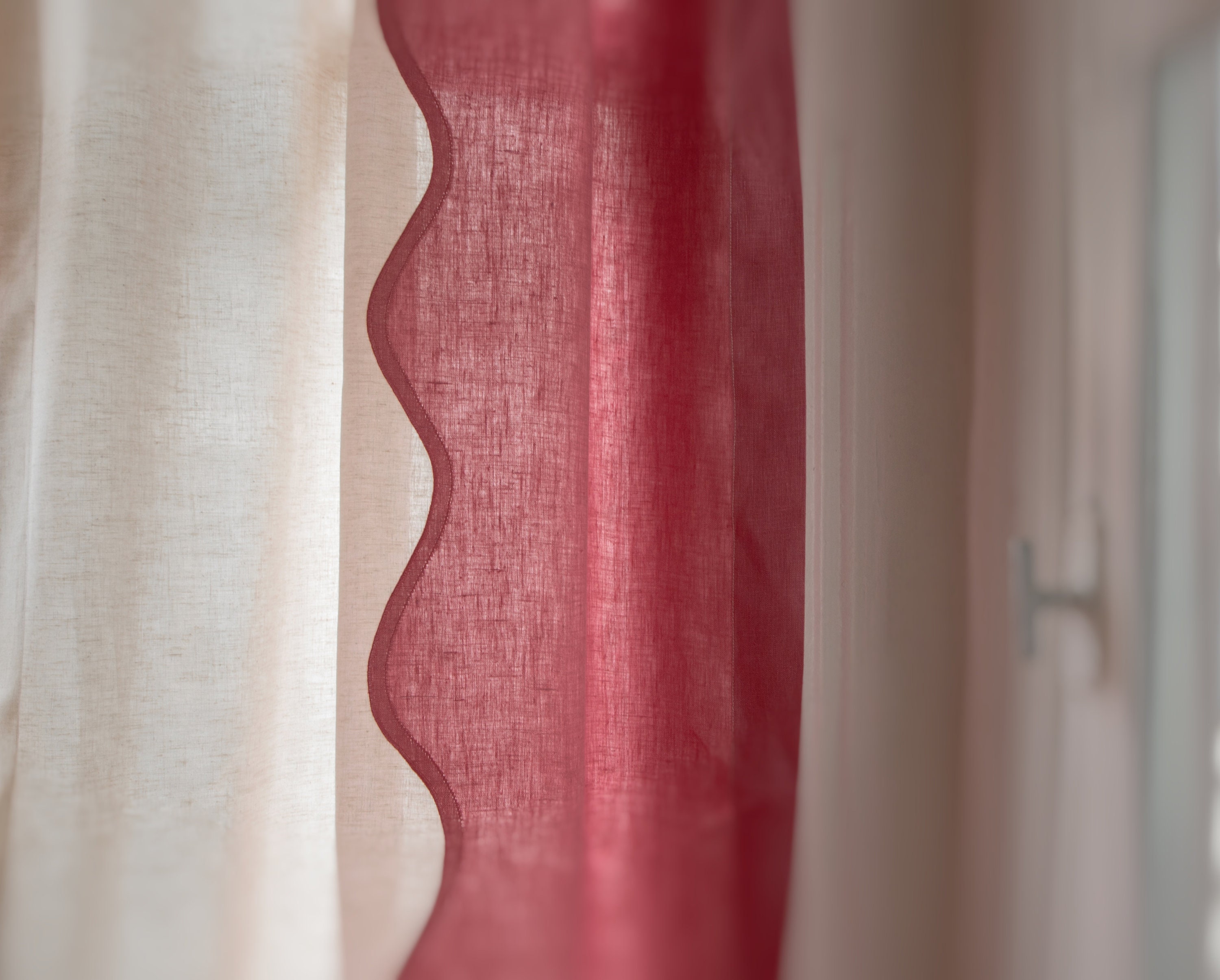 Pink Wavy Design Linen Curtain: Dopamine Decor Wavy Drape | Maximalist ...
