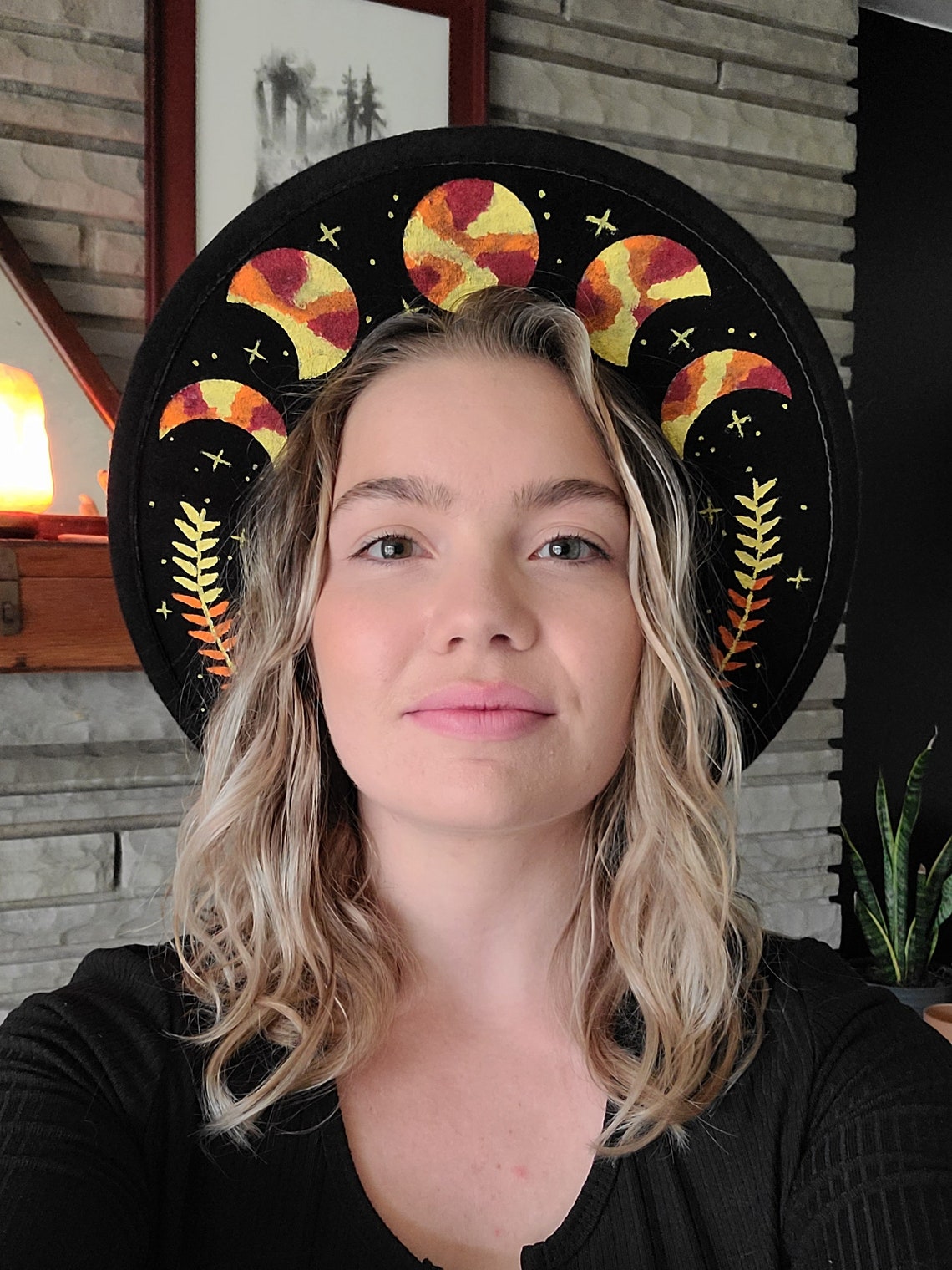 Moon Phases & Vines Hat Felt Hat Women's Felt Hat - Etsy