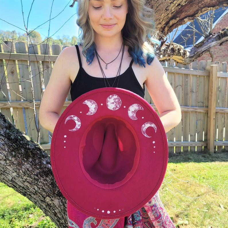 Moon Phases Hat Felt Hat Women's Felt Hat Hand - Etsy