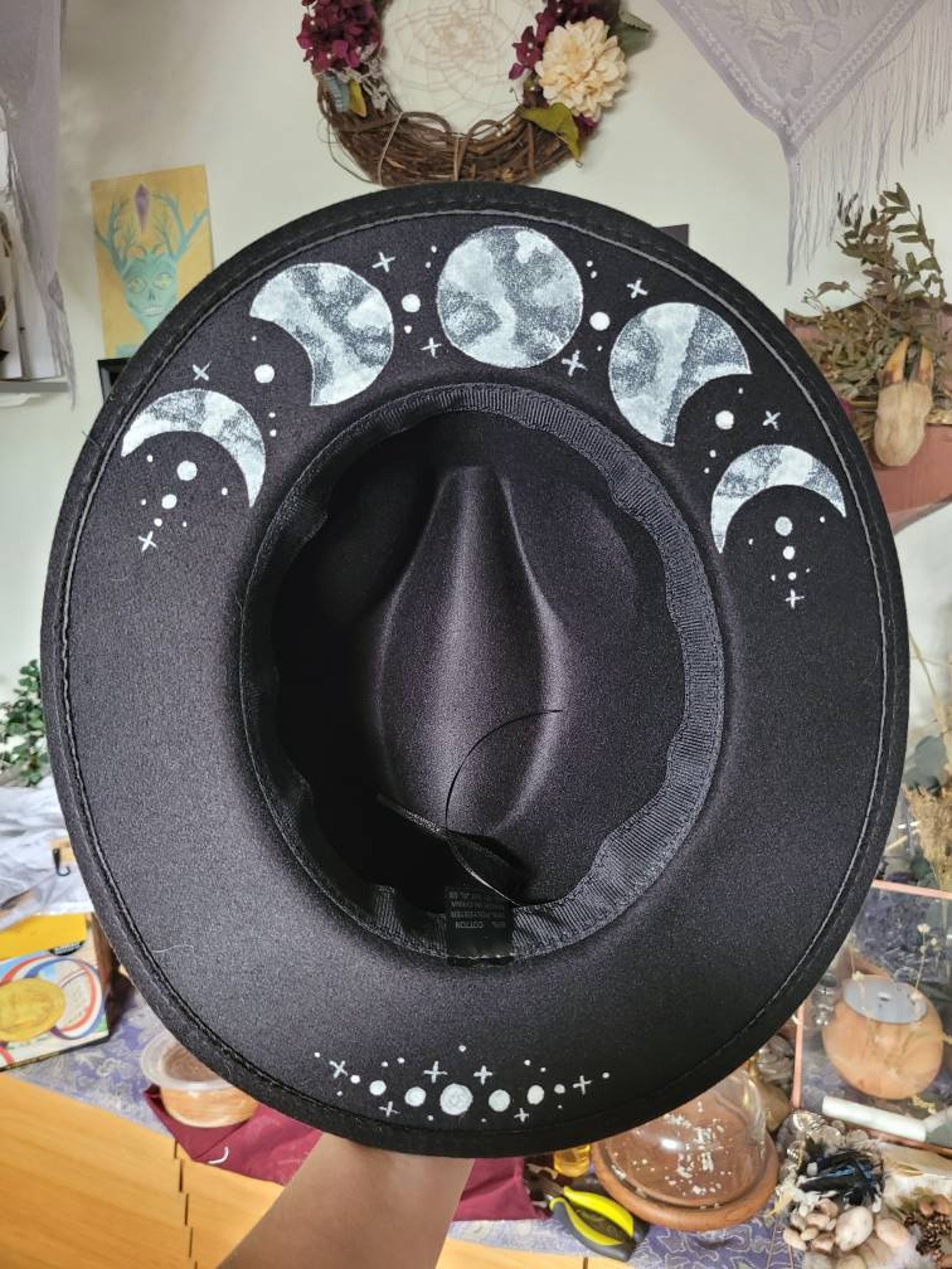 Moon Phases Hat Felt Hat Women's Felt Hat Hand - Etsy
