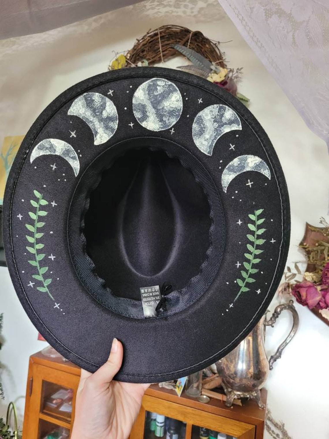 Moon Phases & Vines Hat Felt Hat Women's Felt Hat - Etsy