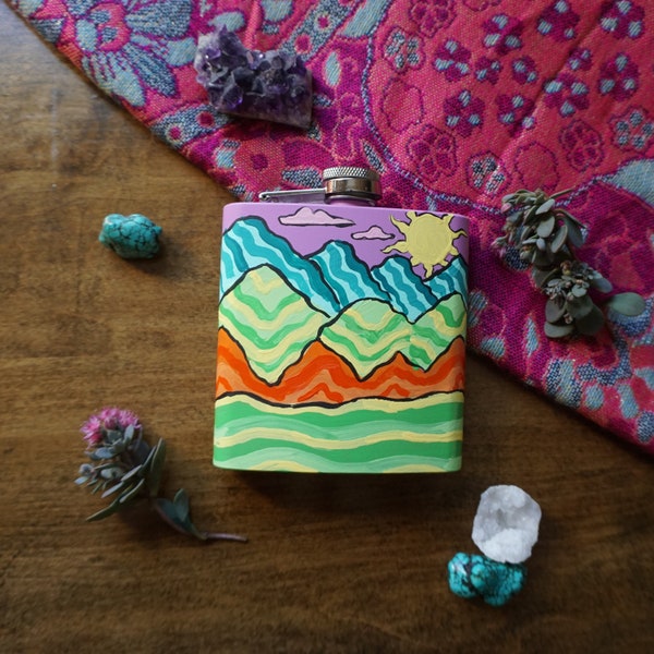 Hand Painted Flask - Etsy