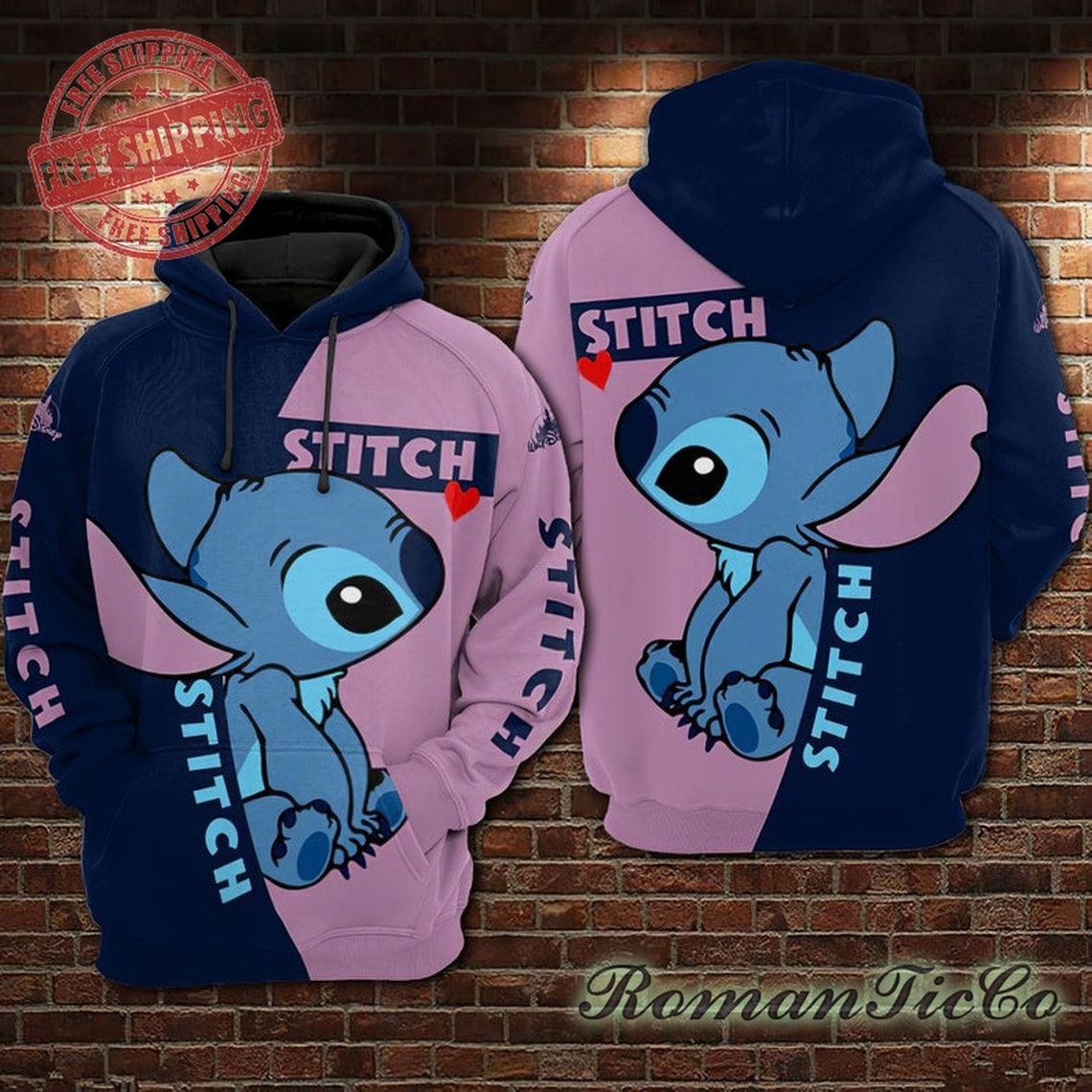 Stitch Unisex Sudadera con capucha diseño 3D sudadera con | Etsy
