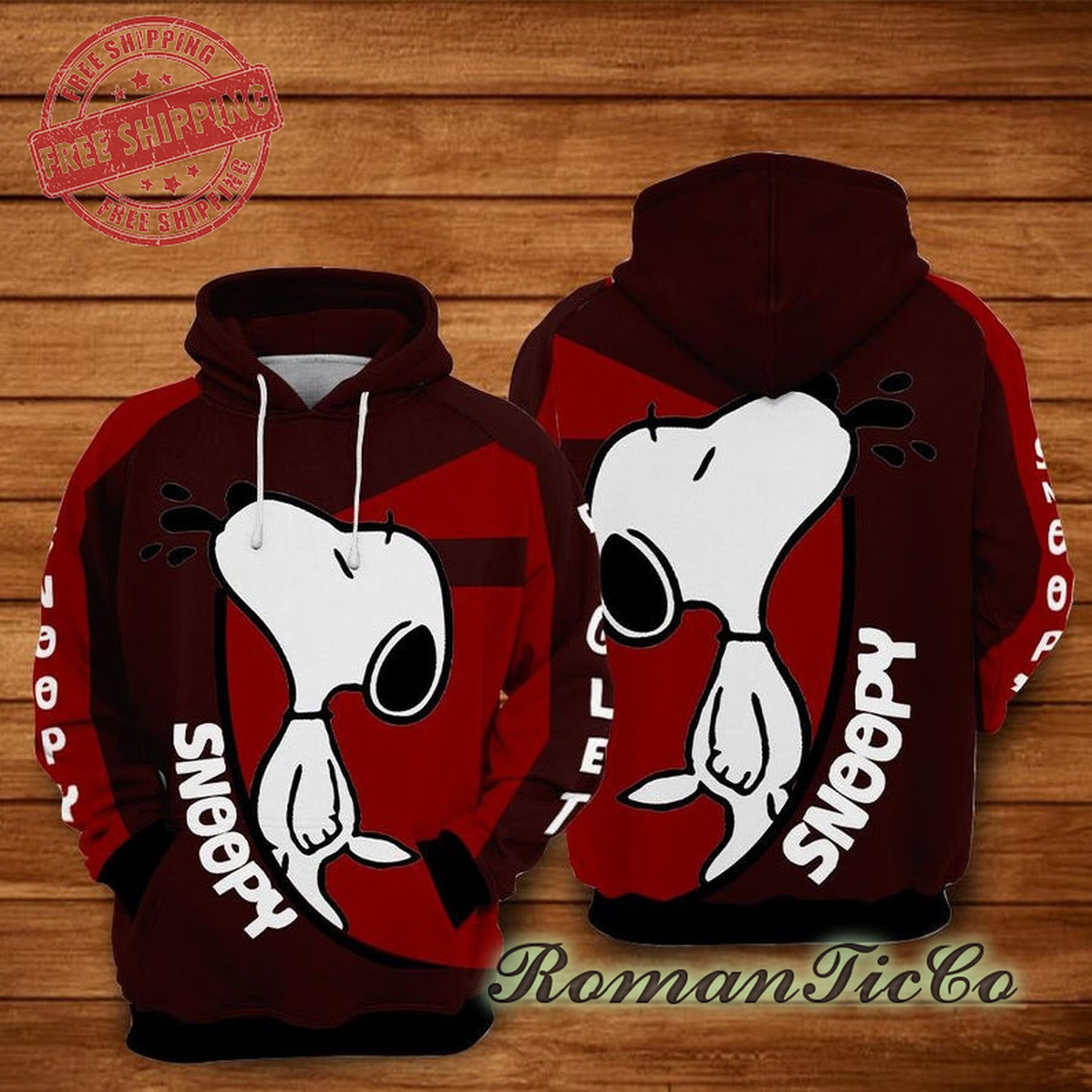 Snoopy Full Printing Hoodie Charlie Brown All Over Printed Etsy