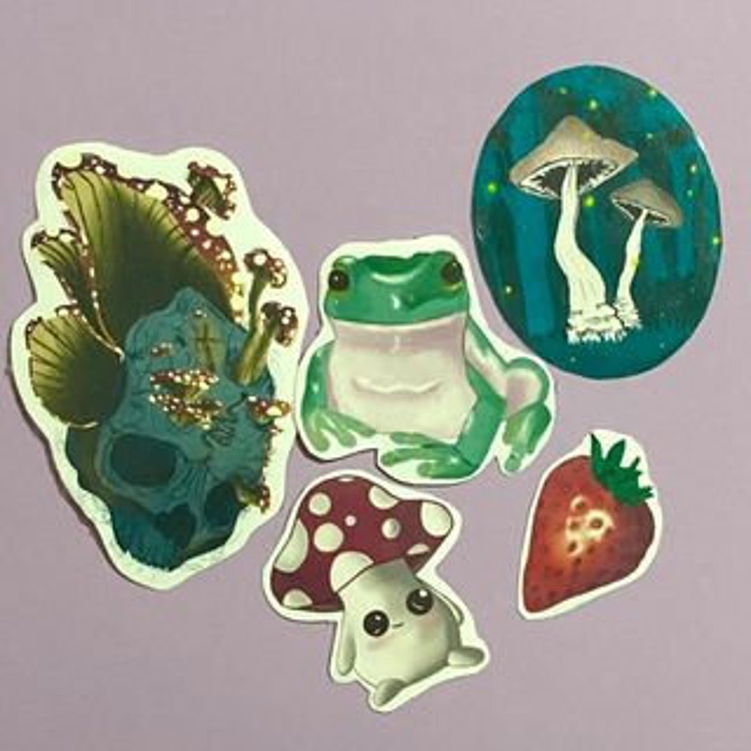 Cottagecore Sticker 5 Pack Mushroom Fantasy Decals - Etsy