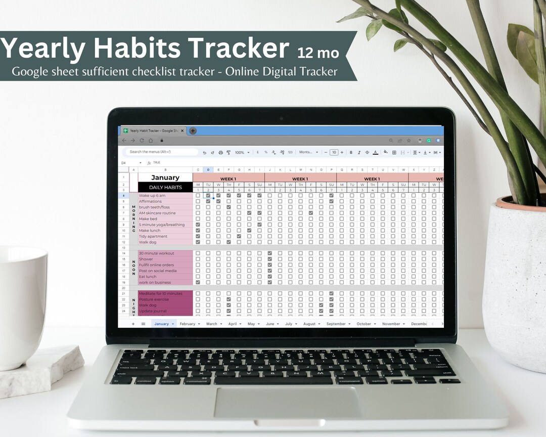 Online Digital Habit Tracker Checkbox Habits Monthly Tracker - Etsy