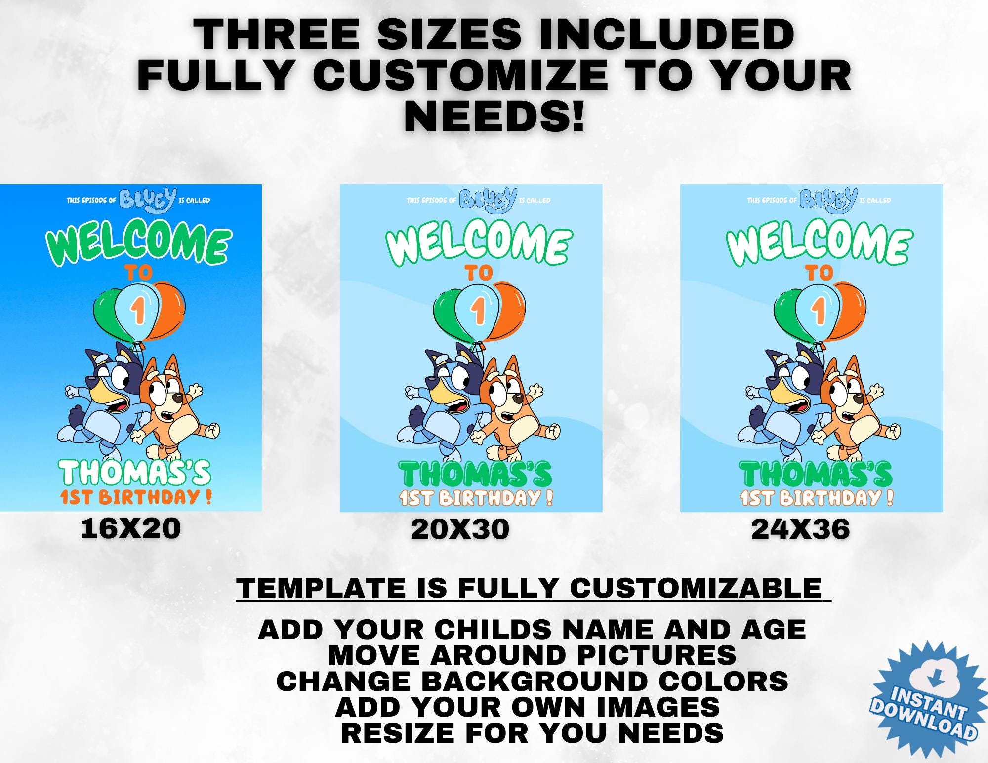 Editable BLUE BOY Kids Birthday Party | Welcome Sign| |party Supplies ...