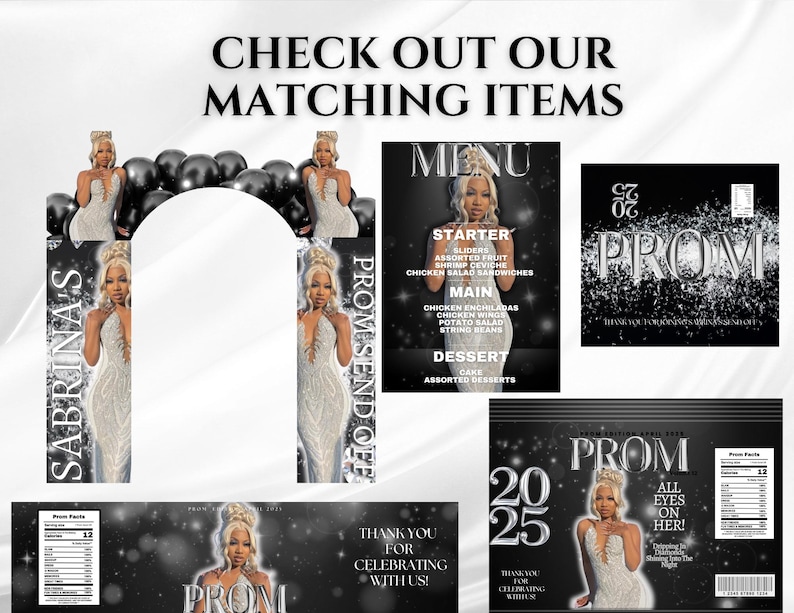 Prom Party Favors: Silver & Black, Customizable Template (digital ...