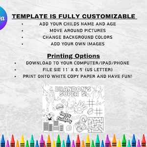 CANVA EDITABLE Superhero Coloring Page |birthday Activity | Superhero ...