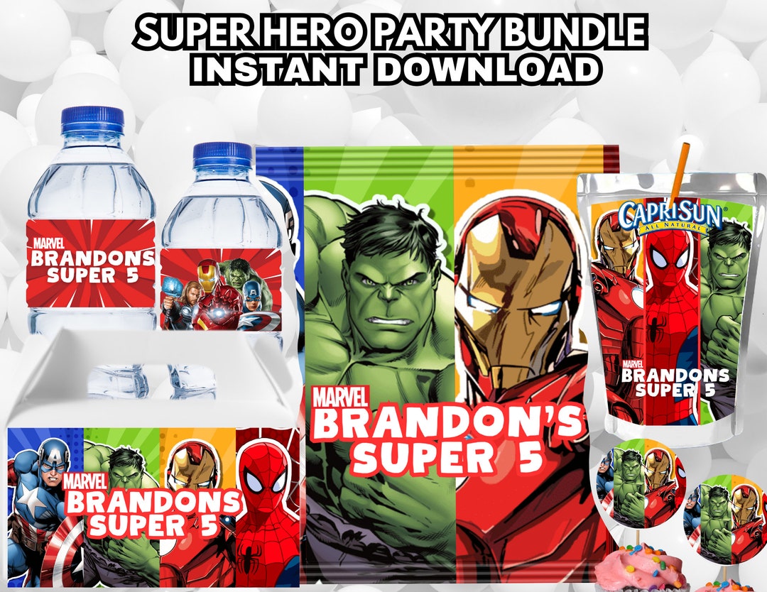 CANVA EDITABLE Superhero Party Favor Bundle|birthday Favors | Superhero ...