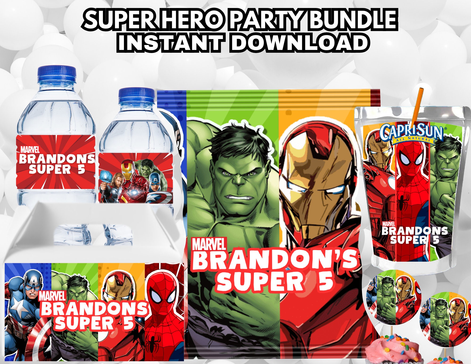 CANVA EDITABLE Superhero Party Favor Bundle|birthday Favors | Superhero ...