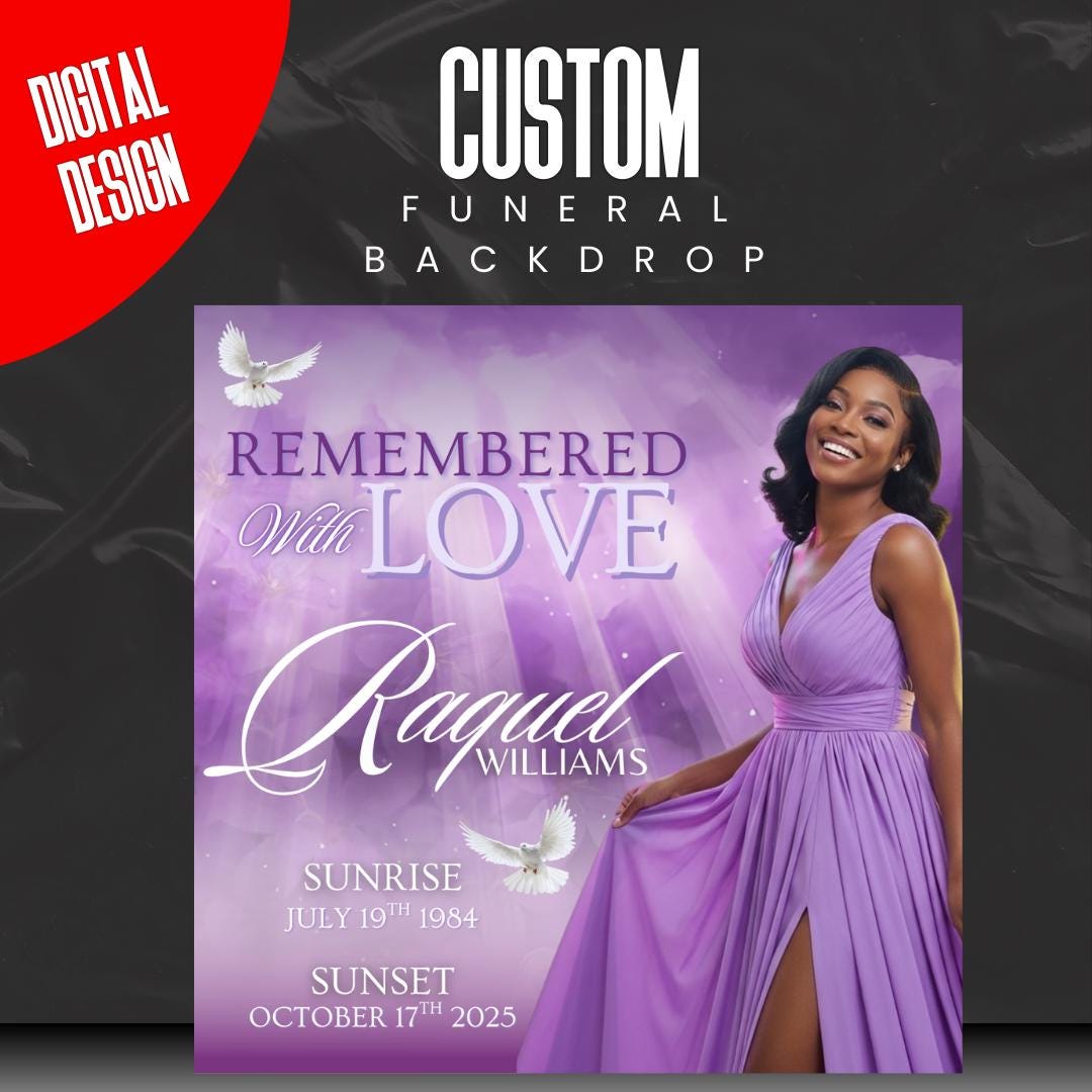 Purple Funeral Backdrop | Funeral Design | Custom Funeral Banner ...