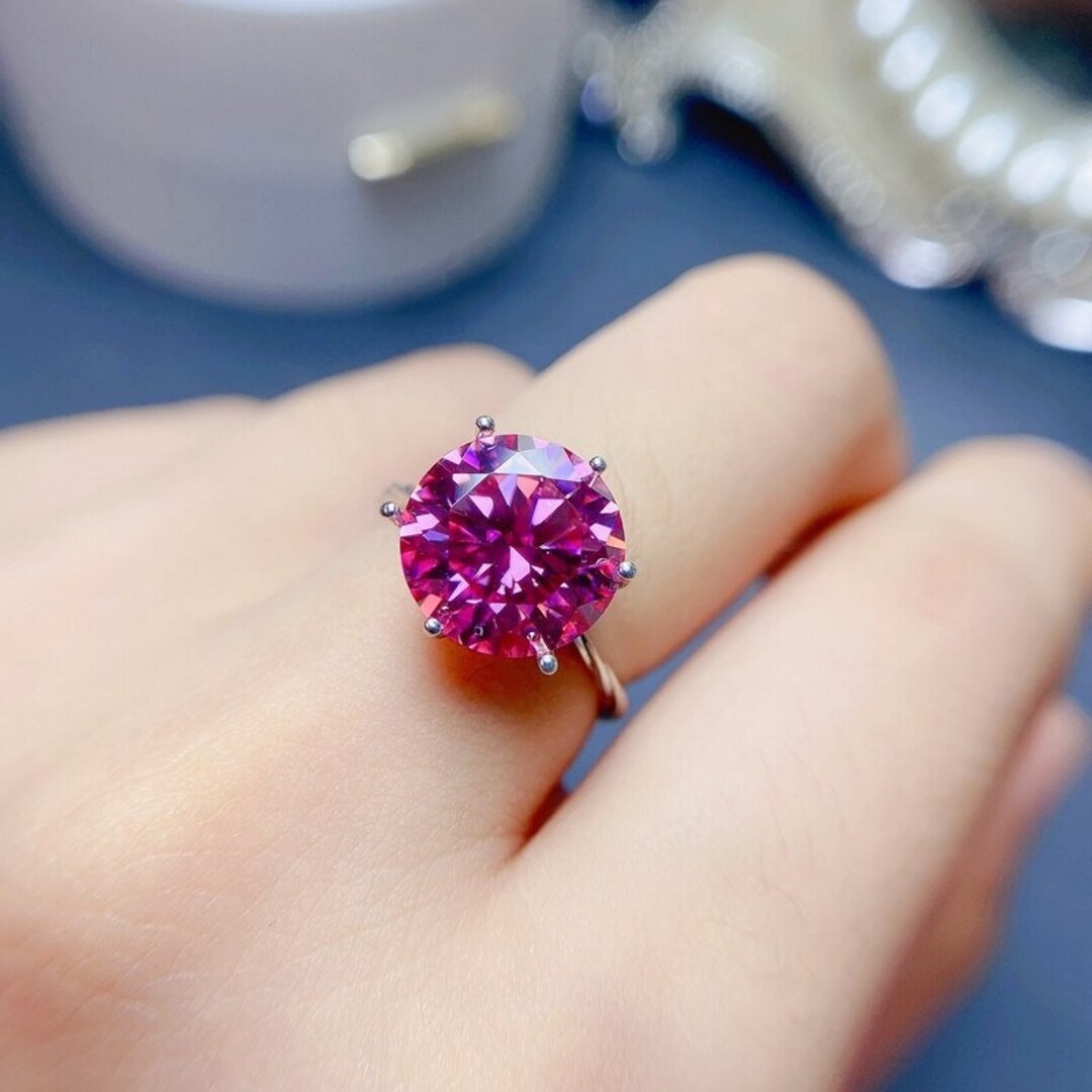 5ct Pink Moissanite Engagement Ring, Vintage Engagement Rings, Bridal ...