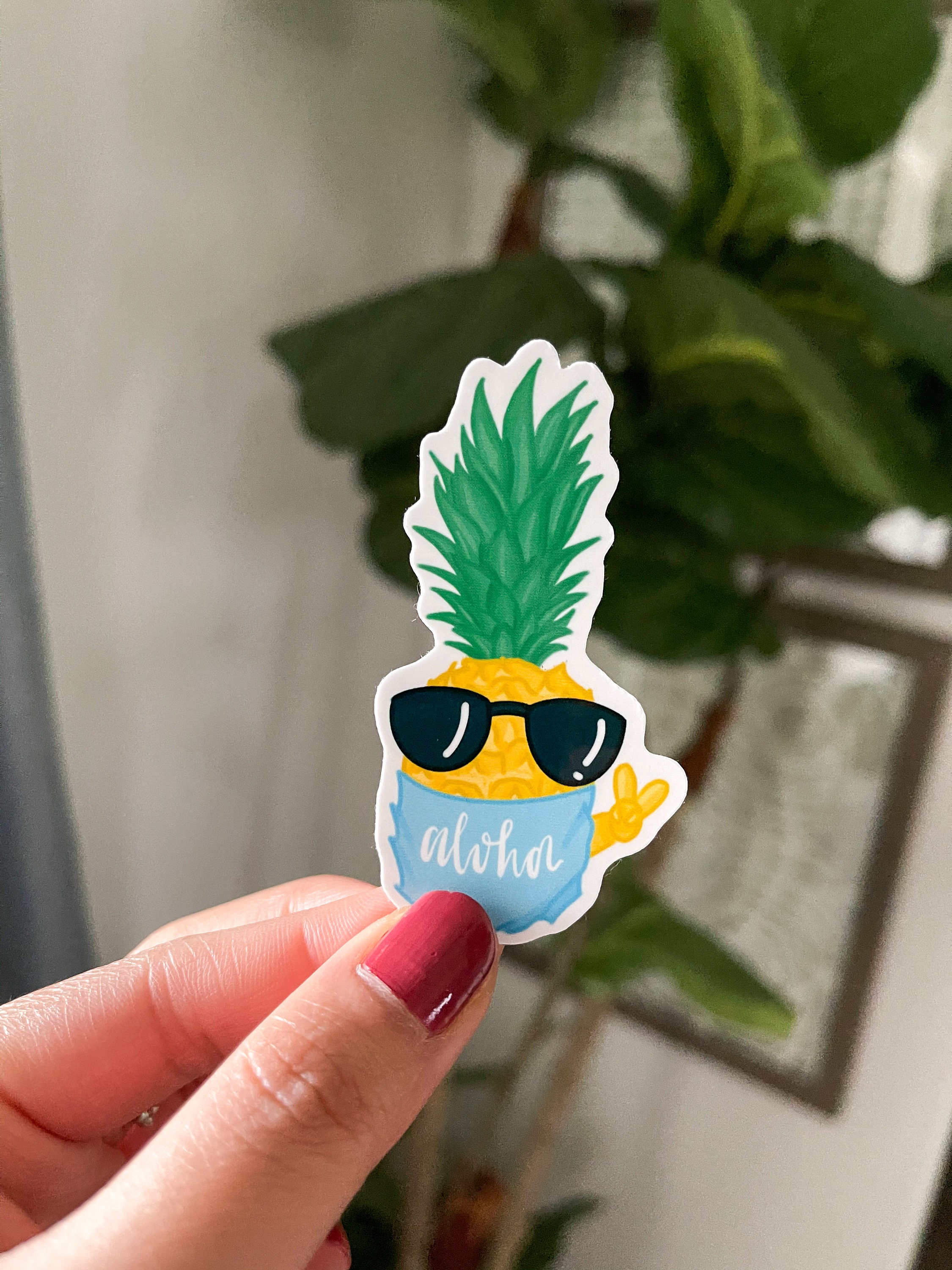 Ananas Glossy Wasserfest Aufkleber Ananas Sticker Aloha - Etsy.de