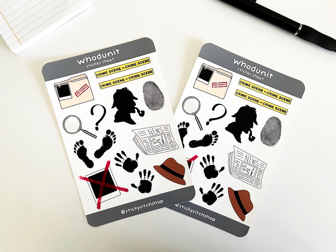 Whodunit Sticker Sheet Mystery Sticker Sheet True Crime Sticker Sheet ...