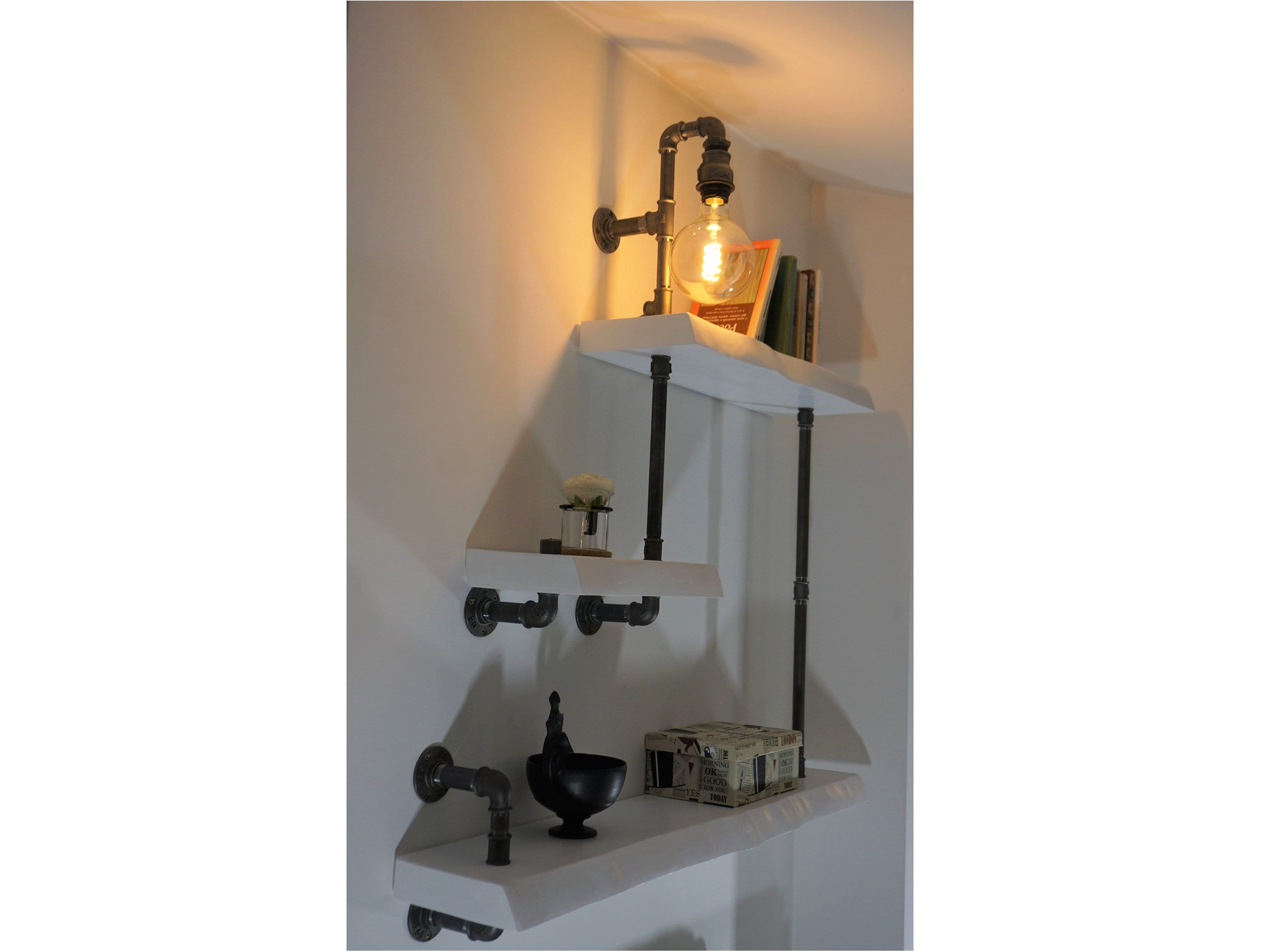 Vintage Lamp, Cast Iron Tubes and Solid Wood - Industrial Style - - Etsy