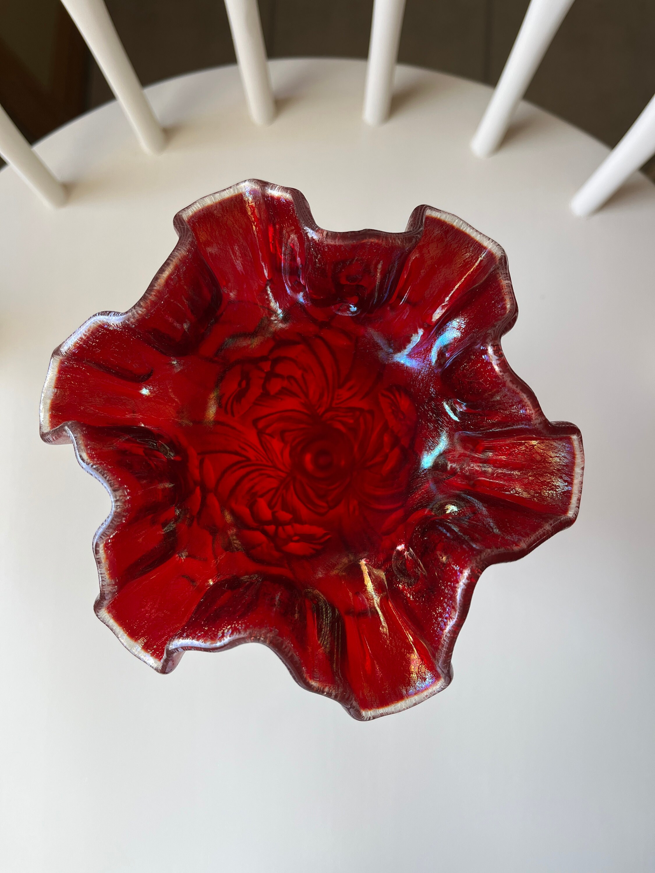 Fenton Ruby Stretch Vase - Etsy