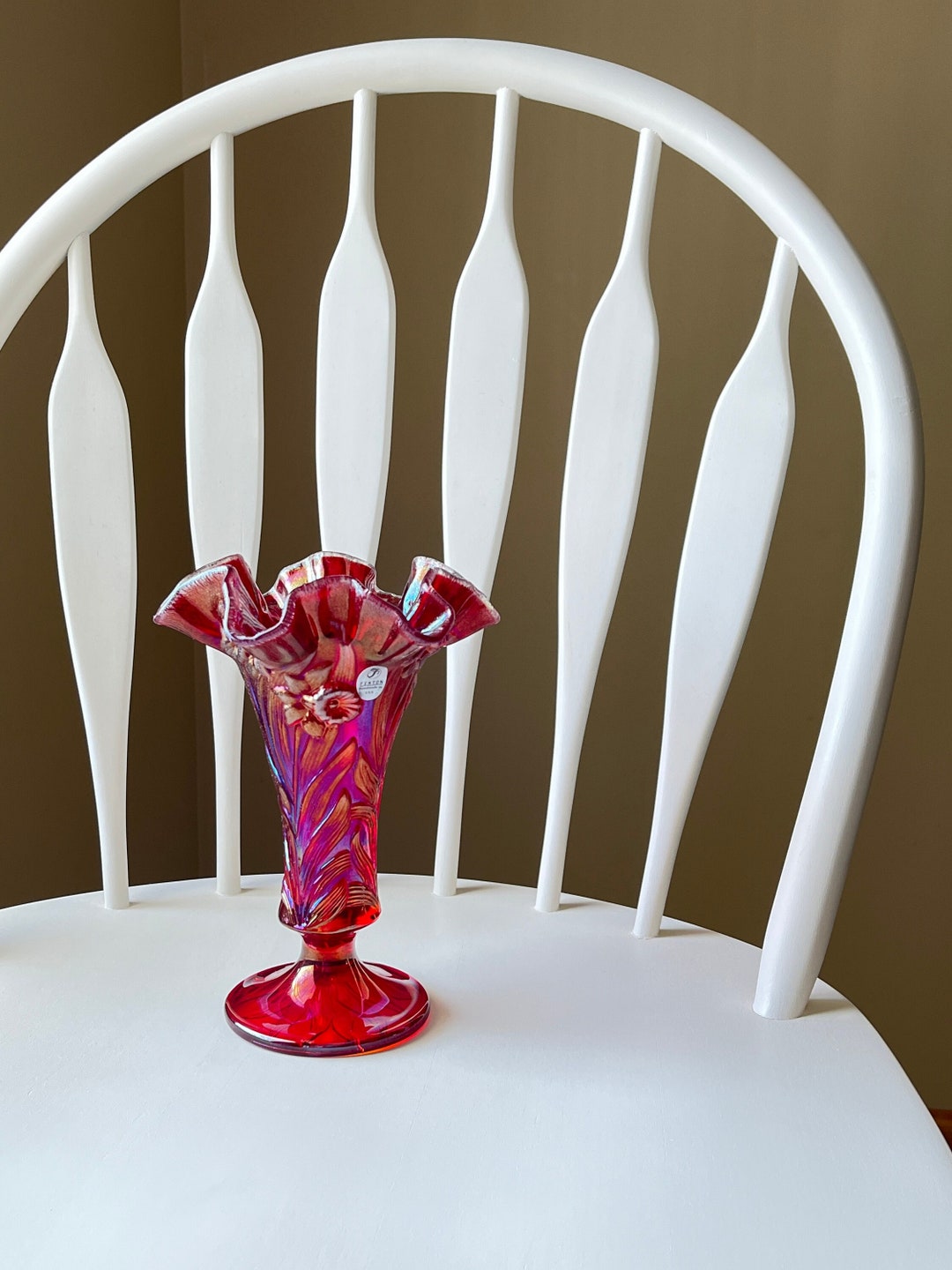 Fenton Ruby Stretch Vase - Etsy