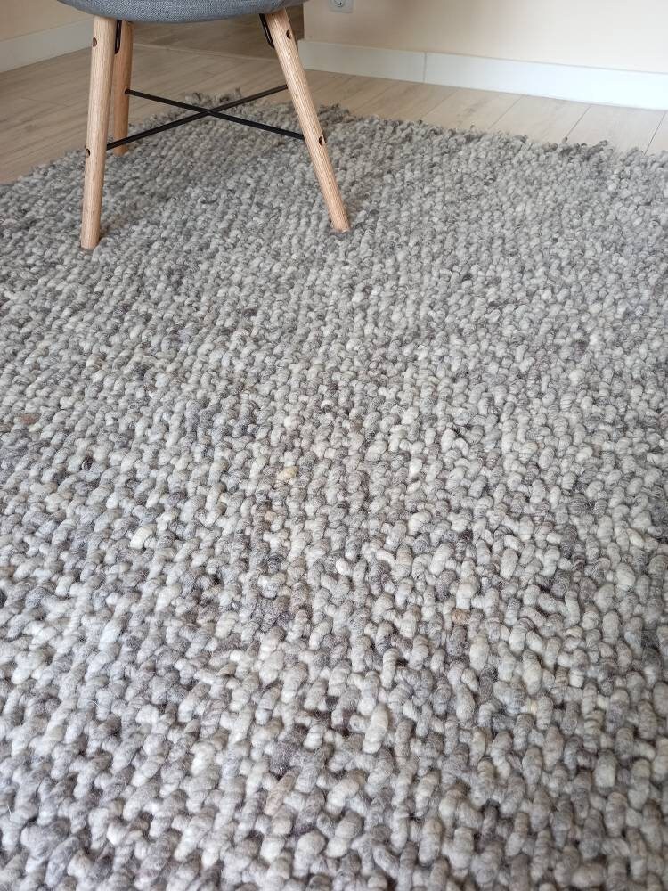 Wool Rug 8x10/ Gray Area Rugs/ Scandinavian Wool Rug/ Handmade/ Living ...