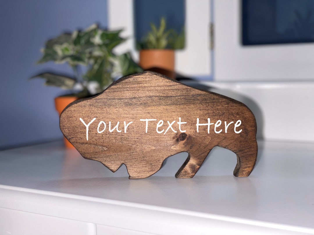 Wood Buffalo Cut Out // Buffalo With Custom Text // Hand Made Walnut ...