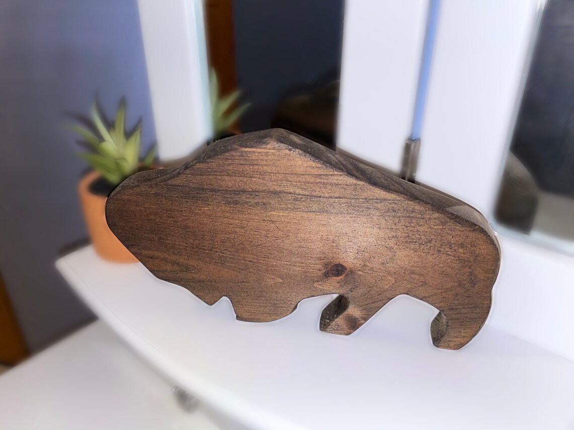 Wood Buffalo Cut Out // Buffalo With Custom Text // Hand Made Walnut ...