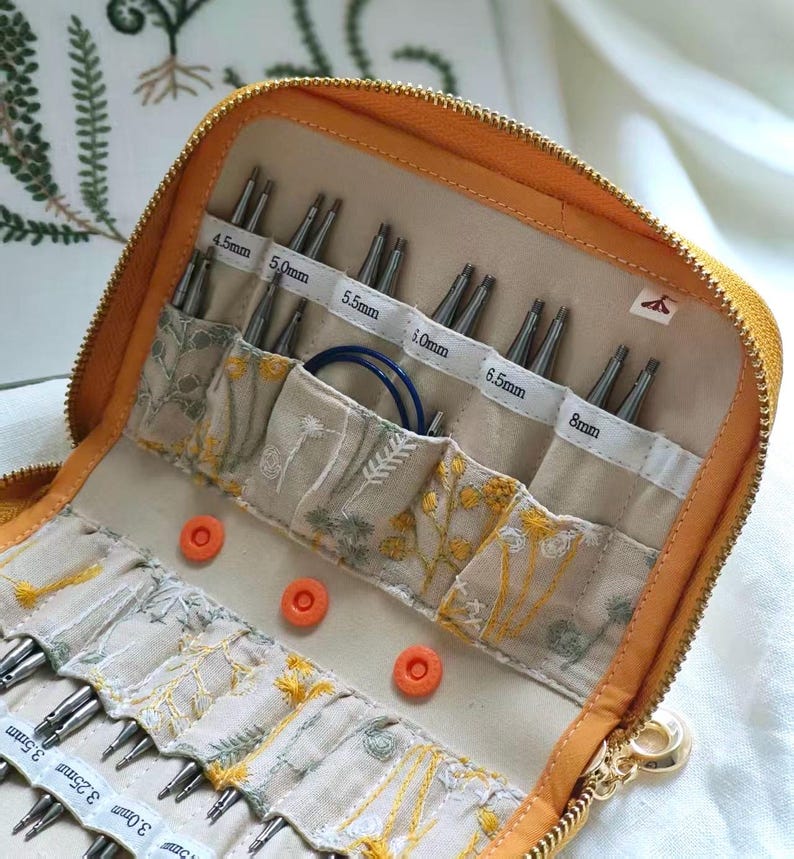 Shorties Embroidery Wildflower Handmade Knitting Needle Case | Gift for ...