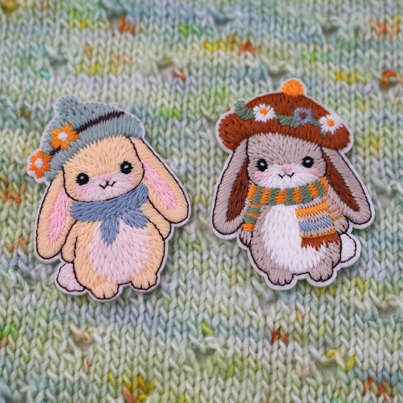 Cute Embroidered Bunny Patch | Peel and Stick Rabbit Applique - Etsy