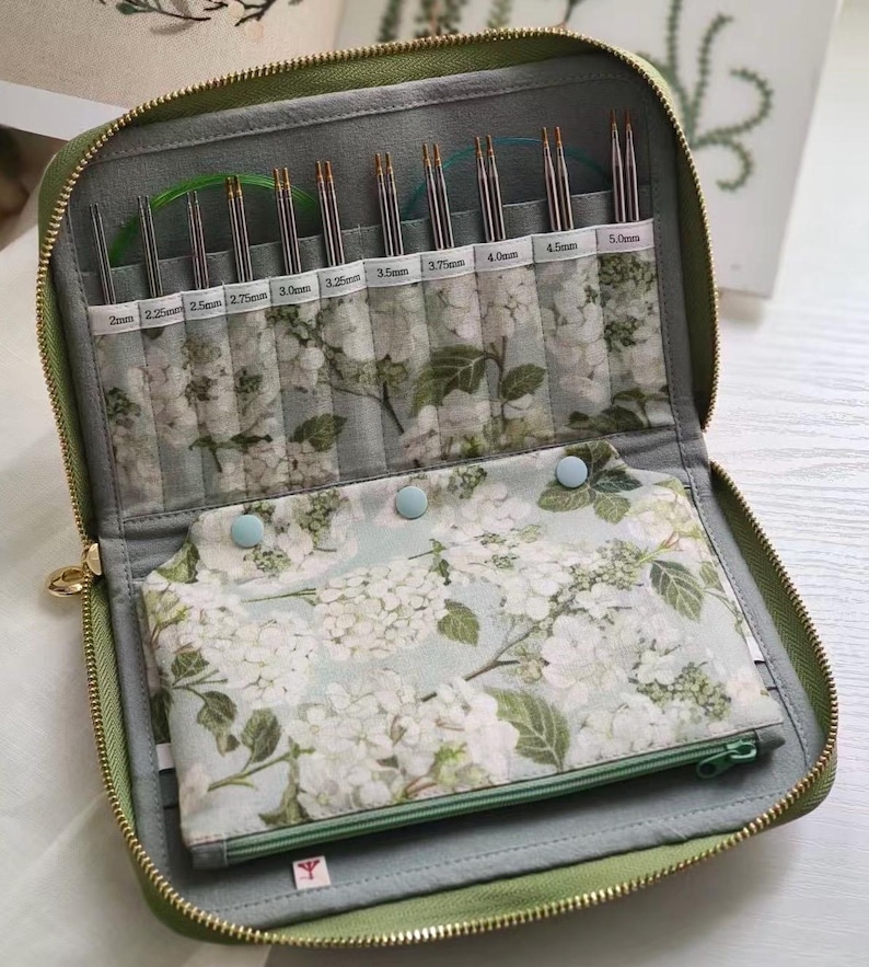 Forest Green Hydrangeas Handmade Knitting Needle Case | Gift for ...