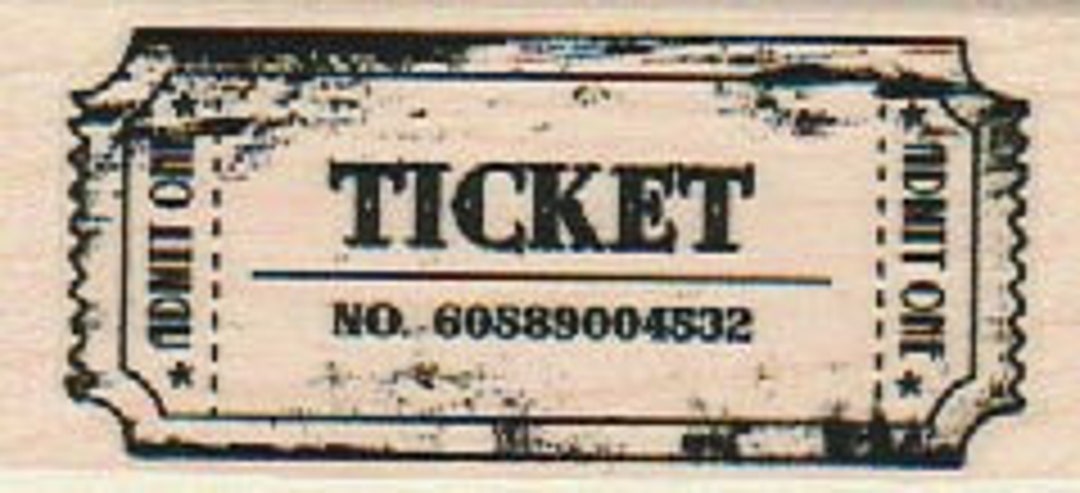 Admit One Ticket Rubber Stamp 1 1/4 X 2 1/2 (19190/949A) Entry Ticket ...