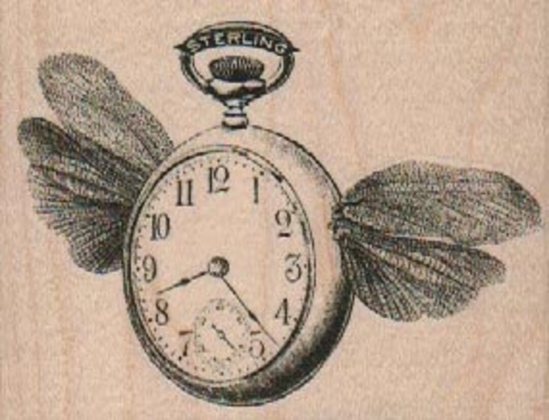 Time Flies Rubber Stamp 3 X 2 1/4 (19904/893C) Flying Watch Rubber ...