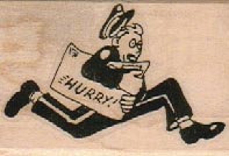 Hurry Postman Rubber Stamp 1 1/2 X 2 (6094/570J.316) Mailman Running ...