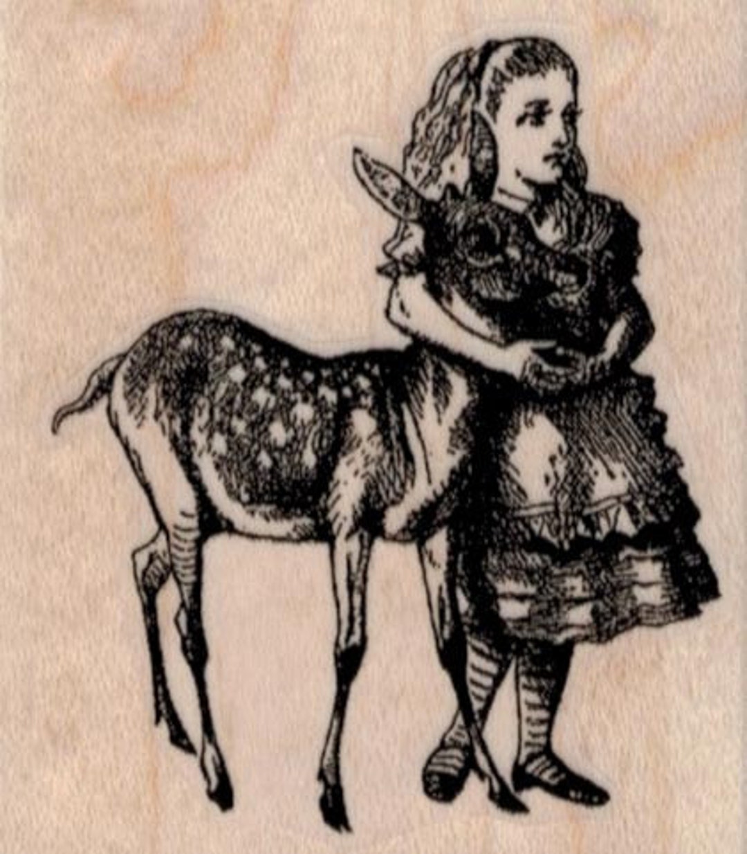 Alice With Fawn/deer Rubber Stamp 2 1/4 X 2 1/2 (19586/1452) Alice in ...