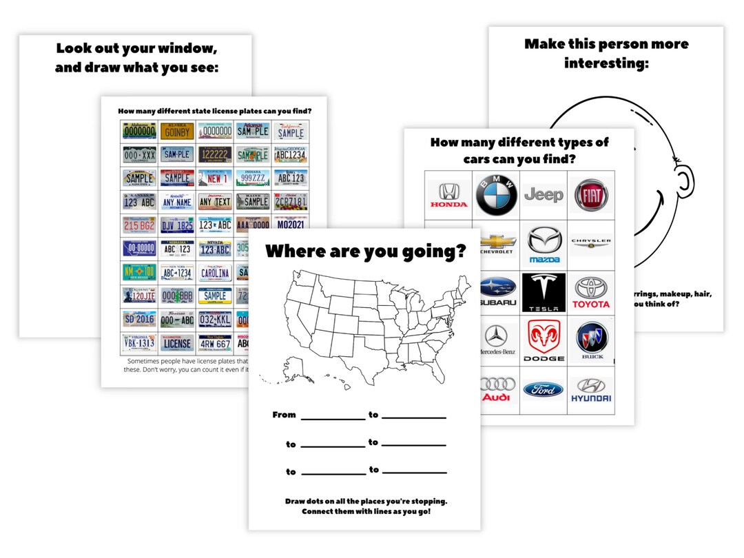 Road Trip Kids Packet - Digital Download Printable - Things to Do in ...