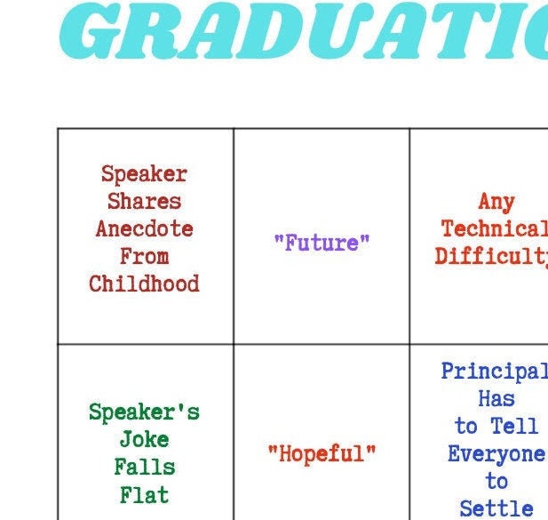 Graduation Bingo - Instant Printable, Digital Download - Things to Do ...