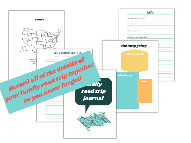 Family Road Trip Journal - Digital Download, Printable - Things to Do ...