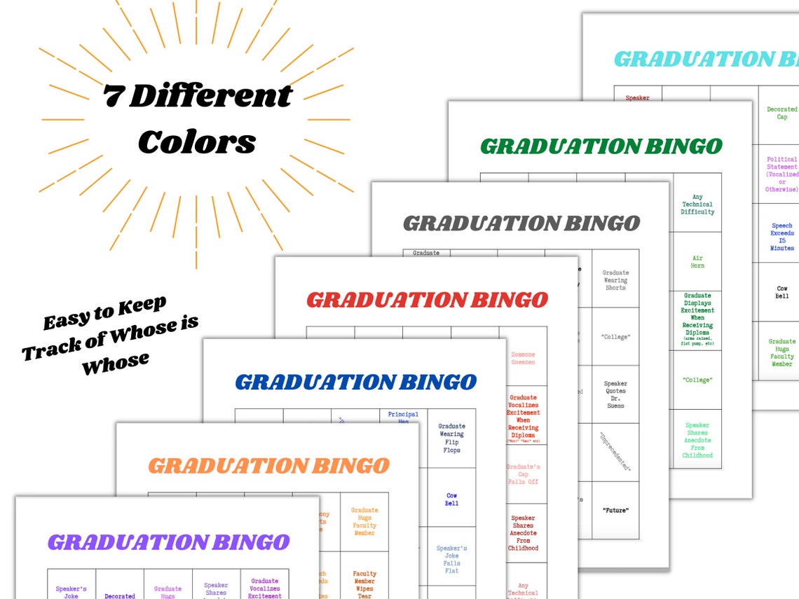Graduation Bingo - Instant Printable, Digital Download - Things to Do ...