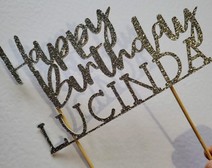 Personalised Glitter Card Cake Topper Custom Glitter Card Cake Topper ...