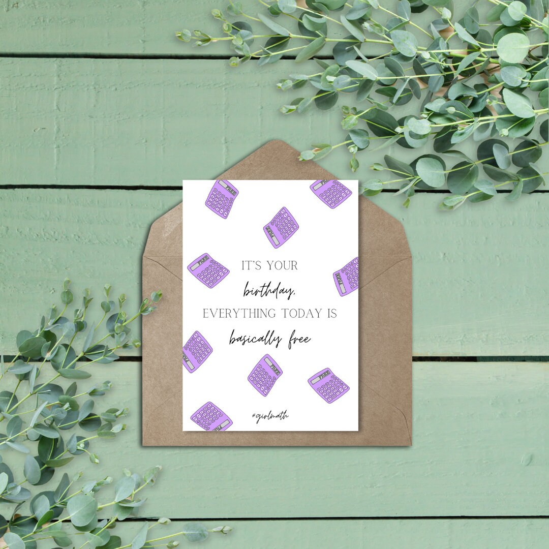 Girl Math Birthday Card | Funny Witty Birthday Card - Etsy