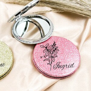 Gift for Girlfriend, Personalized Glitter Compact Mirror With Name ...