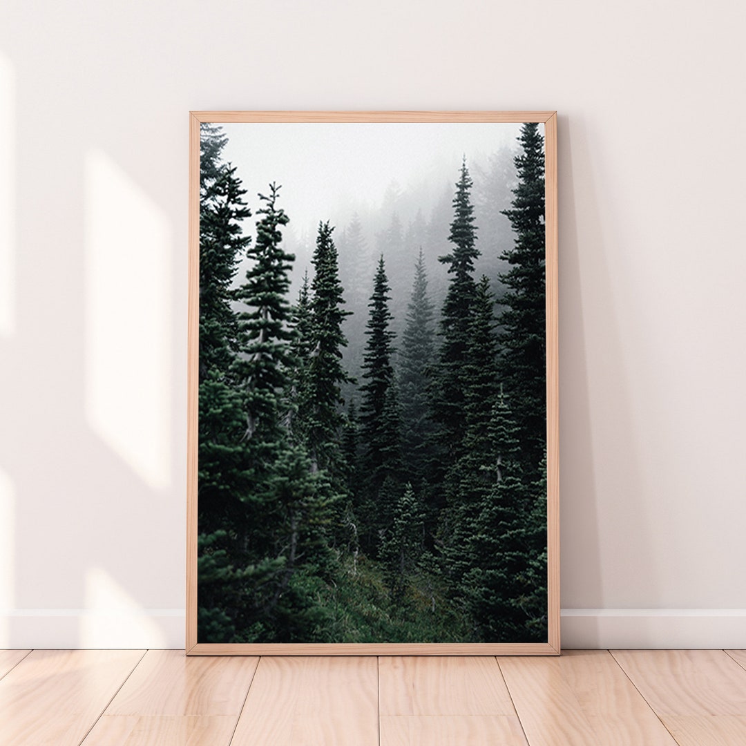 Green Woods Poster, Foggy Mountains Prints, Printable Artwork, Green ...